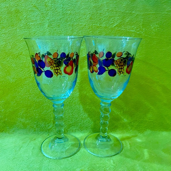Dining | 2 Pieces Vintage 196s Cerve Devaldor Fruit Wine Glasses New ...